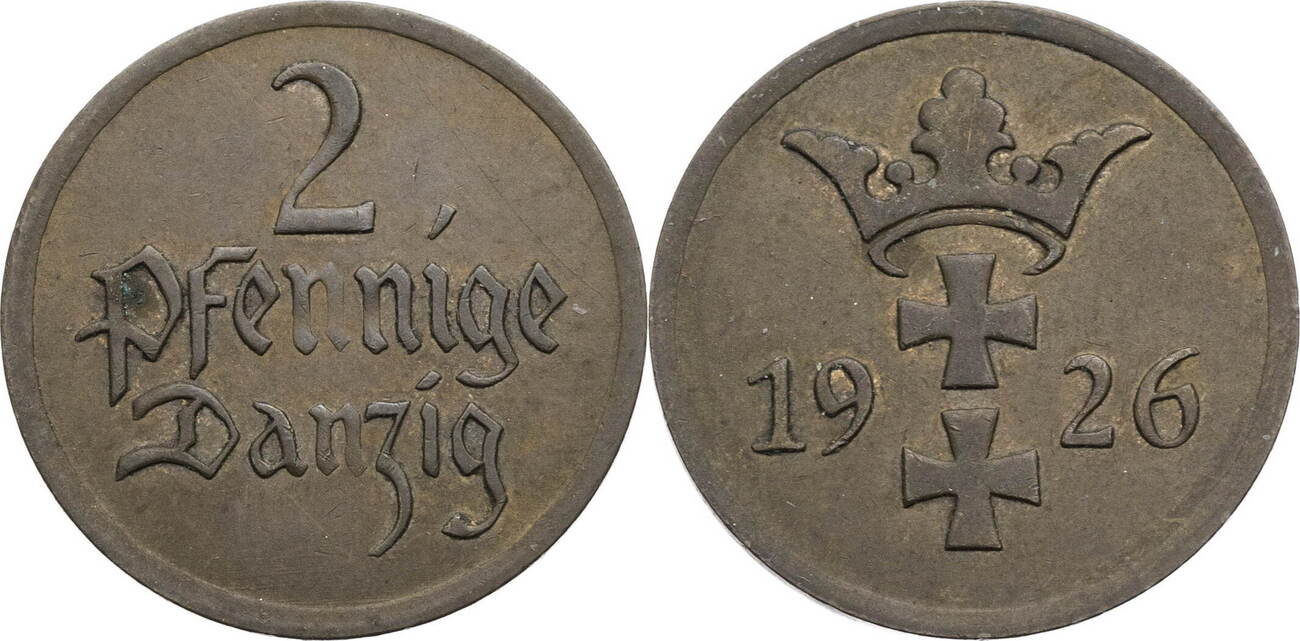 Danzig 2 Pfennige 1926 Kursmünze (1923-1937) ss | MA-Shops