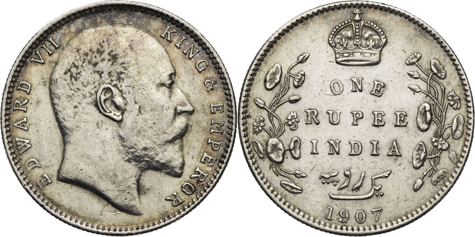 Britisch Indien 1 Rupie 1907 Eduard VII. (1901-1910) - Kursmünze (1903 ...
