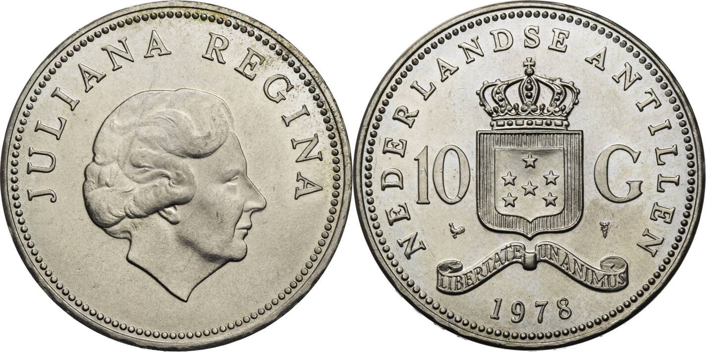 Niederländische Antillen 10 Gulden 1978 Juliana (1948-1980) - 150 Jahre ...