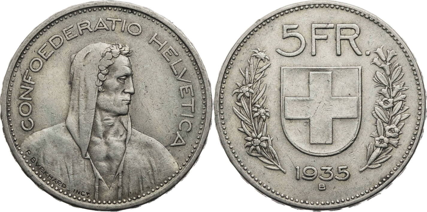 Schweiz 5 Franken 1935 B Alphirt - Kursmünze (1931-1969) ss | MA-Shops