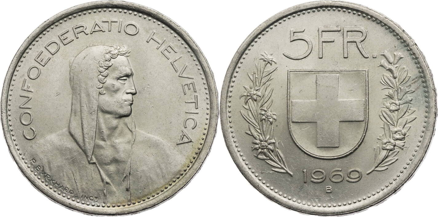 Schweiz 5 Franken 1969 B Alphirt - Kursmünze (1931-1969) vz | MA-Shops