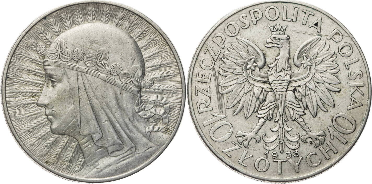 Polen 10 Zloty 1933 Kursmünze (1932-1933) ss-vz, Kratzer | MA-Shops