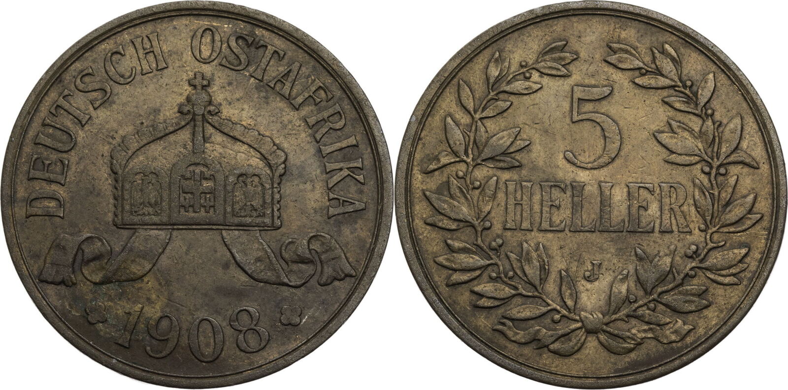 Deutsch Ost-Afrika 5 Heller 1908 J Prägung für das Auswärtige Amt ss | MA-Shops