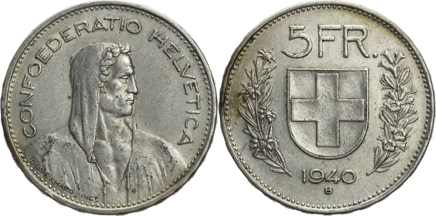 Schweiz 5 Franken 1940 B Alphirt - Kursmünze (1931-1969) ss | MA-Shops