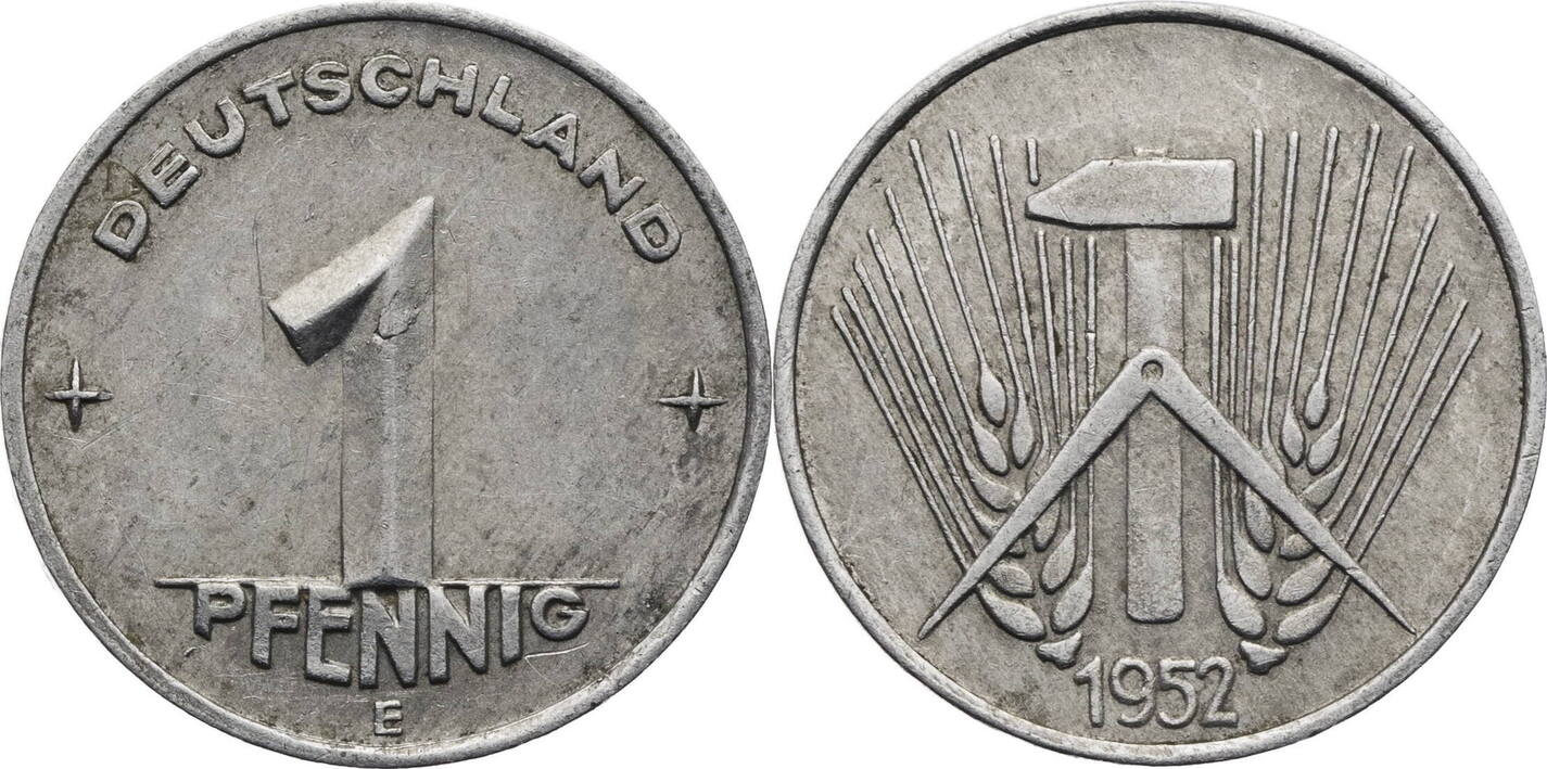 DDR 1 Pfennig 1952 E Kursmünze (1952-1953) ss | MA-Shops