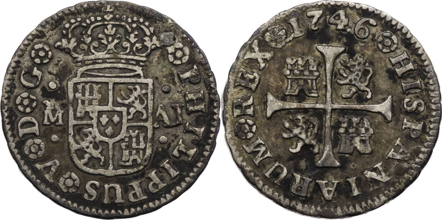 Spanien ½ Real 1746 Philip V. (1700-1724, 1724-1746) ss | MA-Shops