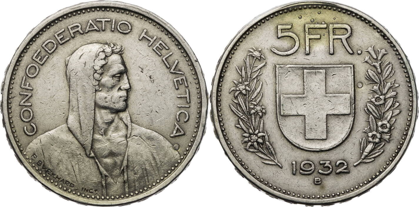 Schweiz 5 Franken 1932 B Alphirt - Kursmünze (1931-1969) ss | MA-Shops