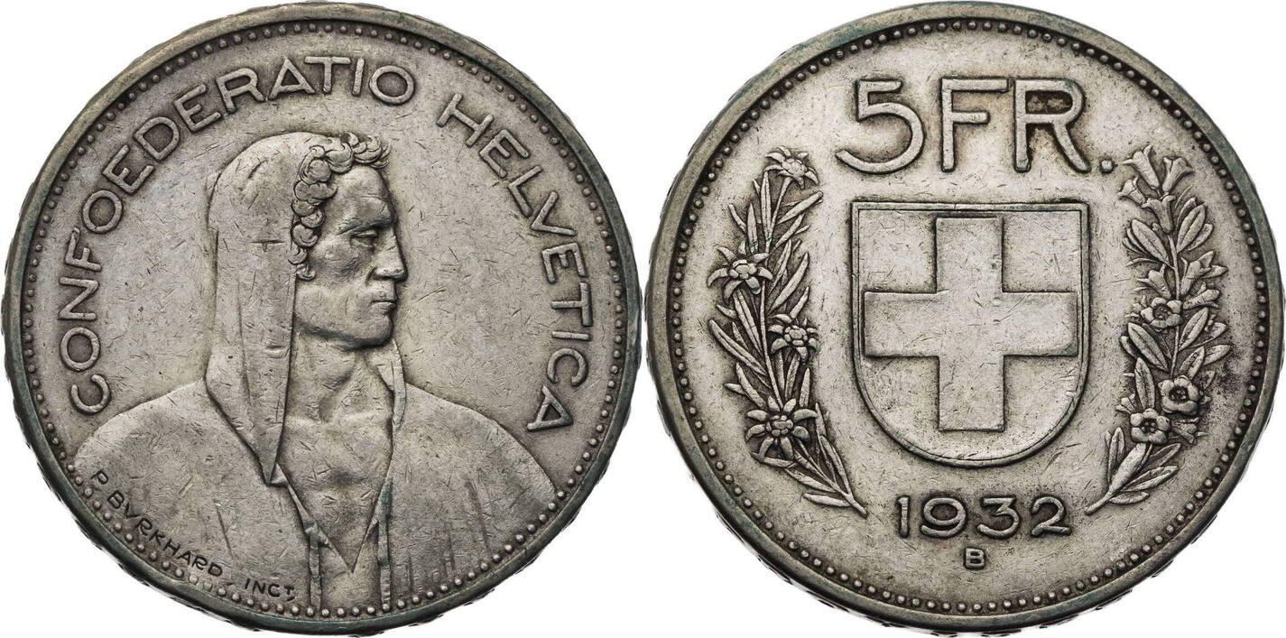 Schweiz 5 Franken 1932 B Alphirt - Kursmünze (1931-1969) ss | MA-Shops