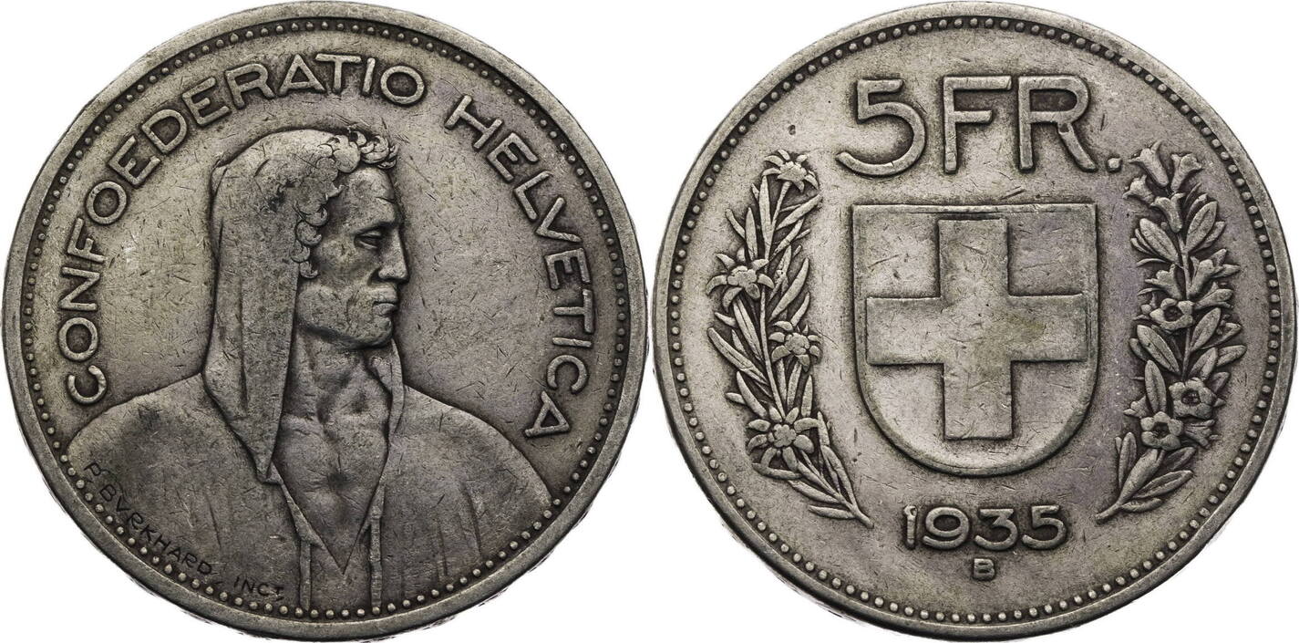 Schweiz 5 Franken 1935 B Alphirt - Kursmünze (1931-1969) ss | MA-Shops