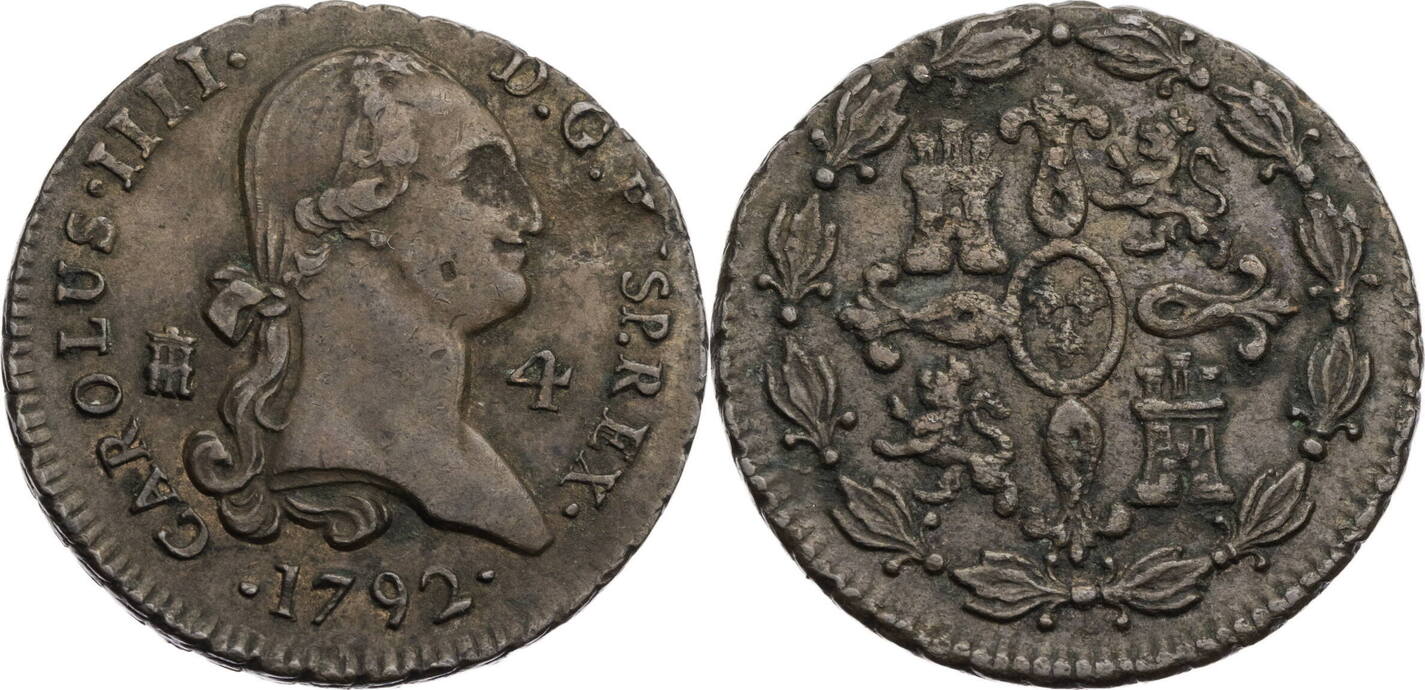Spanien 4 Maravedis 1792 Karl IV. (1788–1808) - Kursmünze (1788-1808 ...