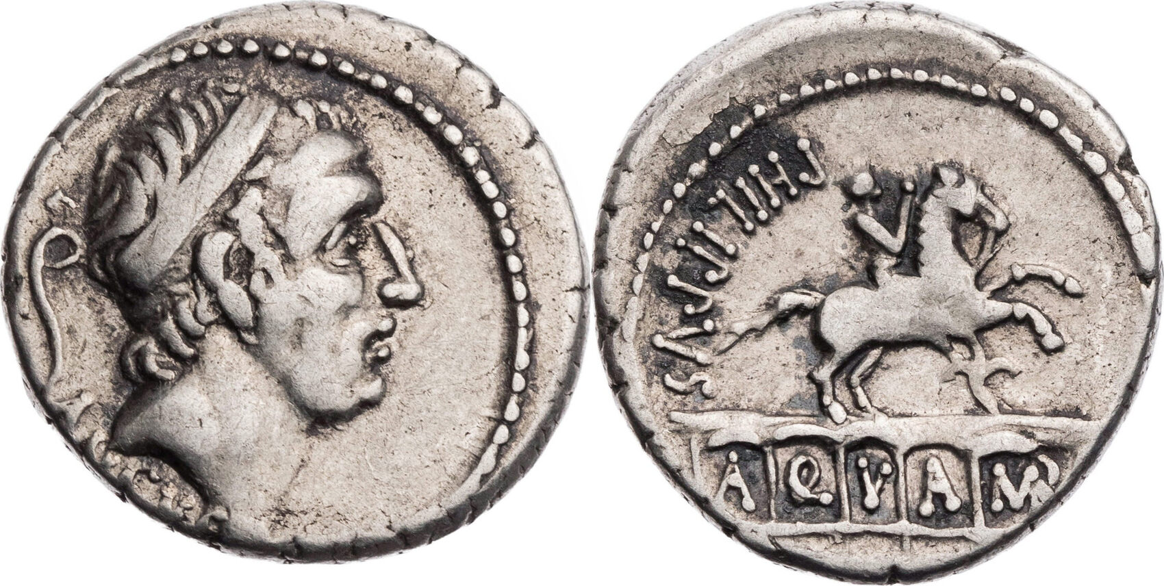 Römische Republik Denar 56 v. Chr. L. Marcius Philippus, Kopf des Ancus ...