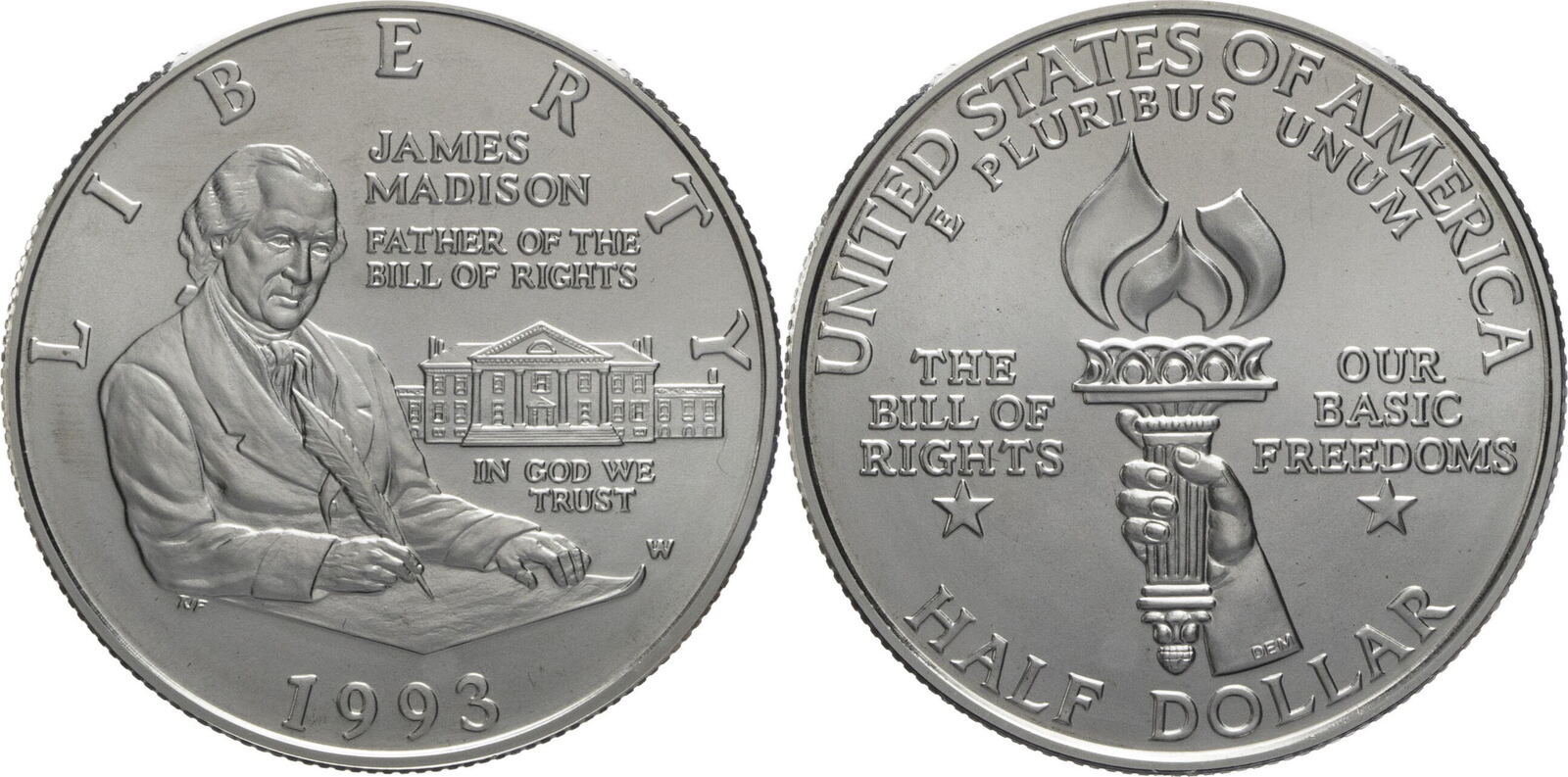 USA ½ Dollar 1993 W James Madison - Vater der Bill of Rights vz | MA-Shops