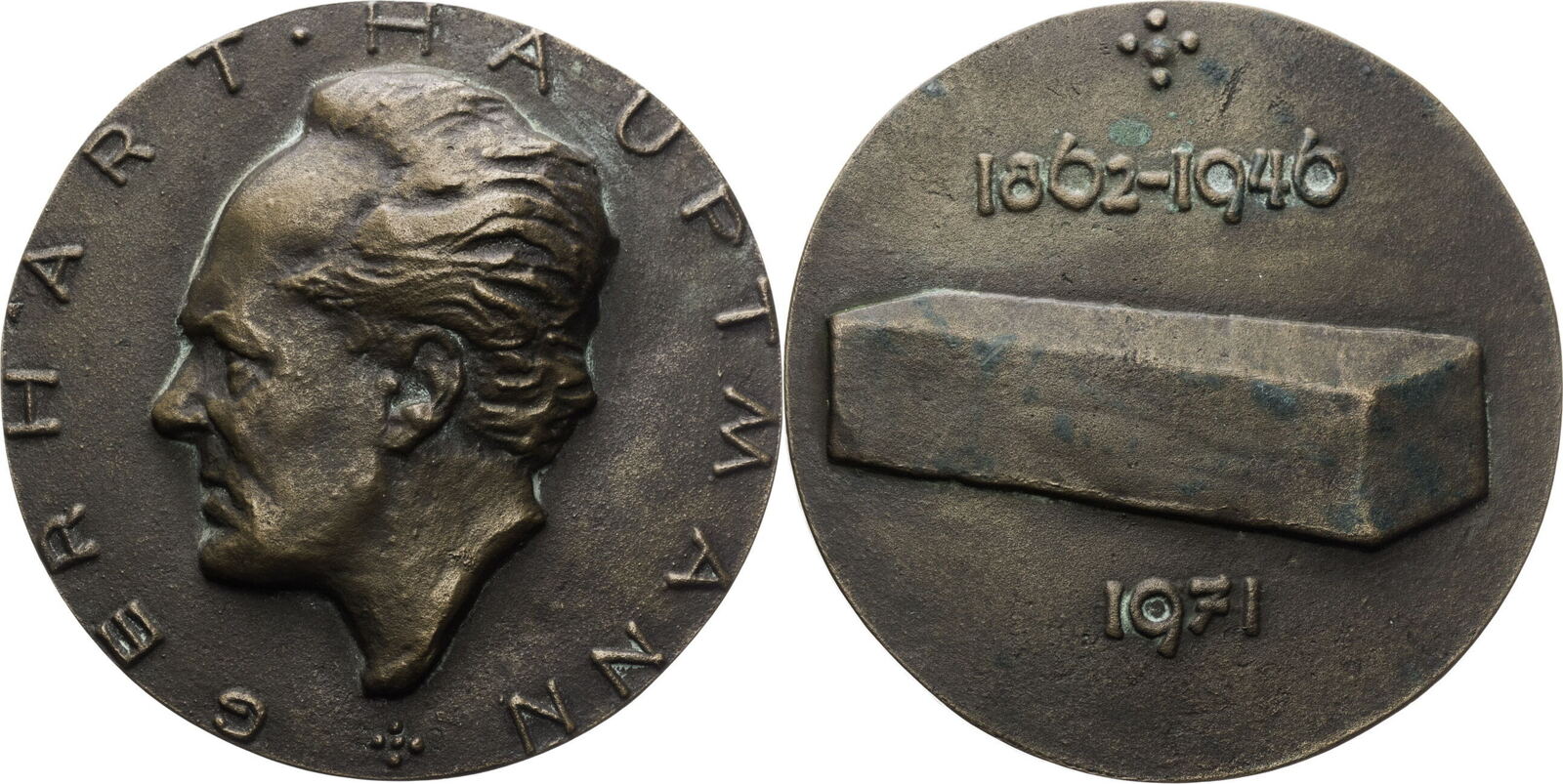 Medaille Auf den 75. Todestag von Gerhard Hauptmann (1862-1946) ss-vz ...