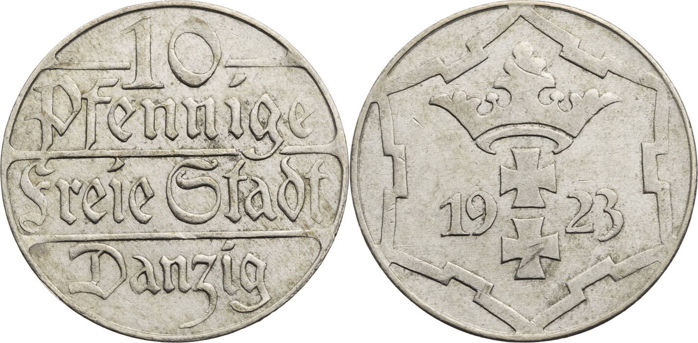 Danzig 10 Pfennige 1923 (A) Kursmünze ss | MA-Shops