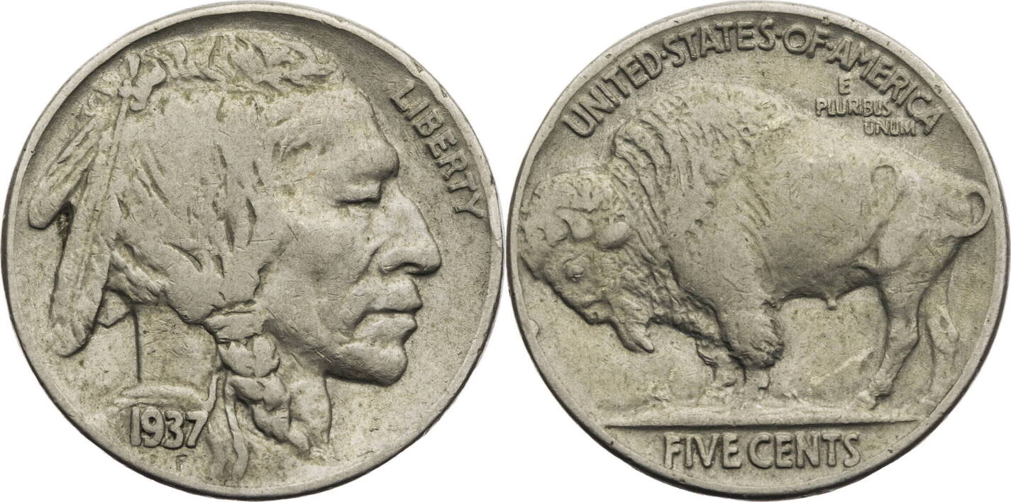 USA 5 Cents 1937 Buffalo Nickel - Kursmünze (1913-1938) ss | MA-Shops