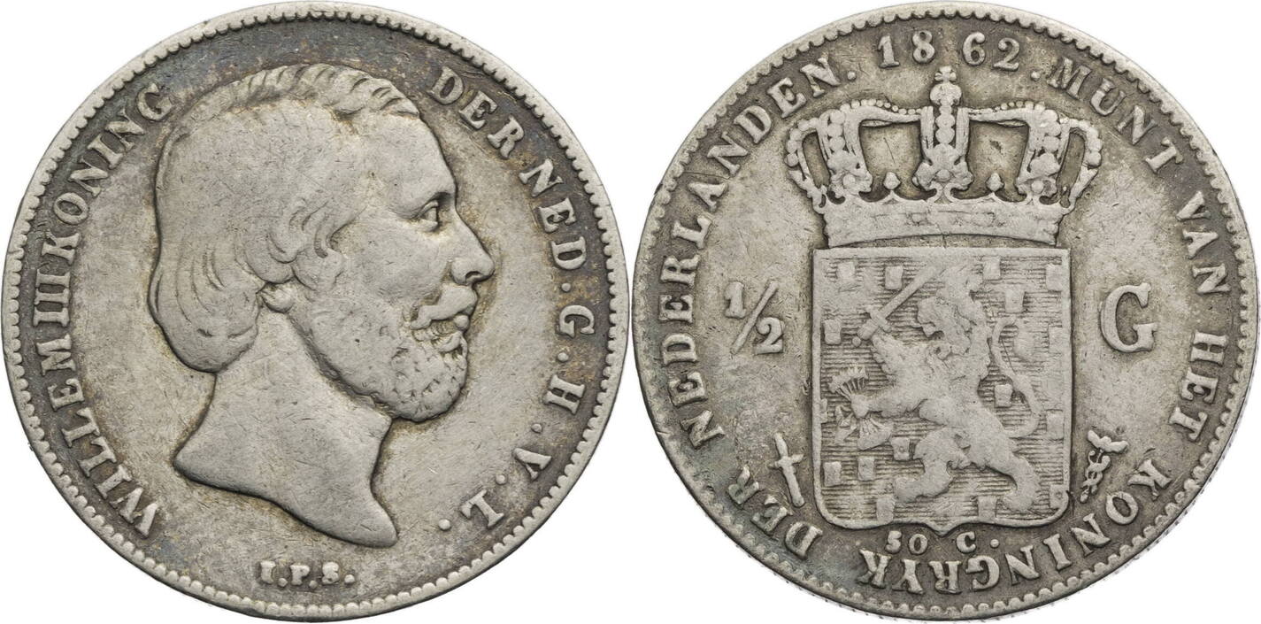 Niederlande ½ Gulden 1862 Wilhelm III. (1849-1890) - Kursmünze (1850-1868) schön | MA-Shops