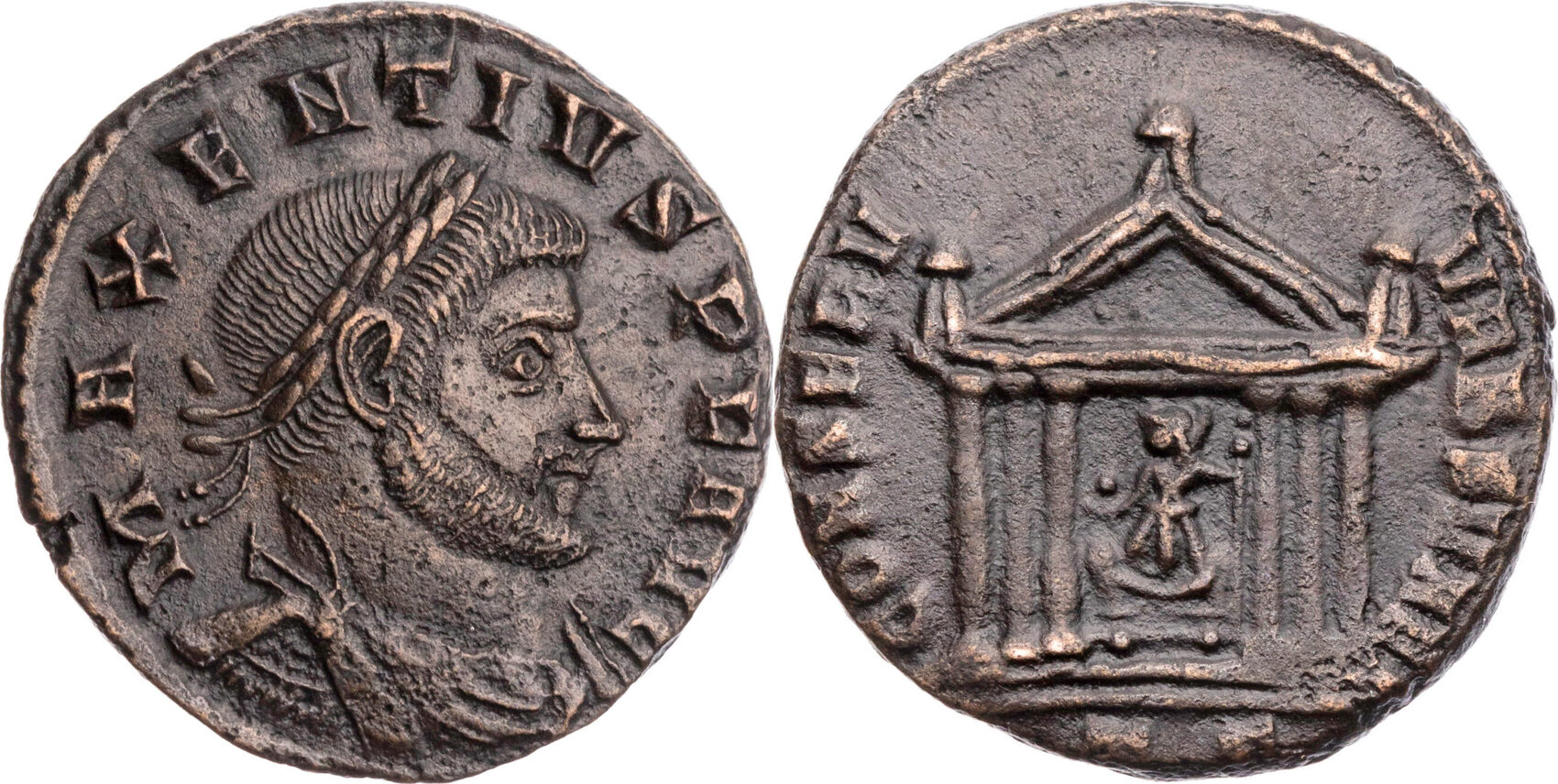 Römische Kaiserzeit Follis 307-308 n. Chr. Maxentius, Ticinum, Büste ...