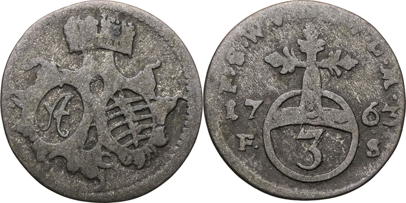 Sachsen-Weimar 3 Pfennige 1763 FS Anna Amalia (1758-1775), Vormund von ...