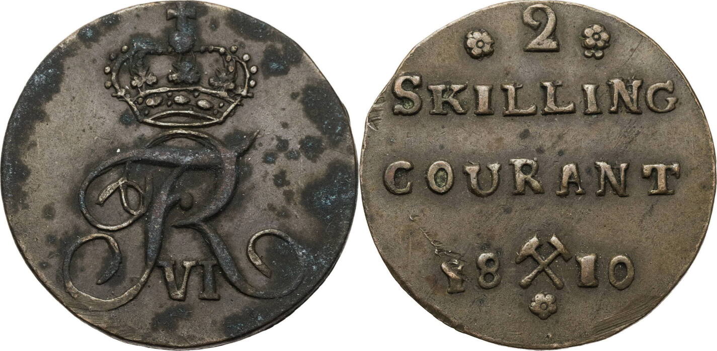 Norwegen 2 Skilling 1810 Friedrich VI. (1808-1839) ss, Korrosion | MA-Shops