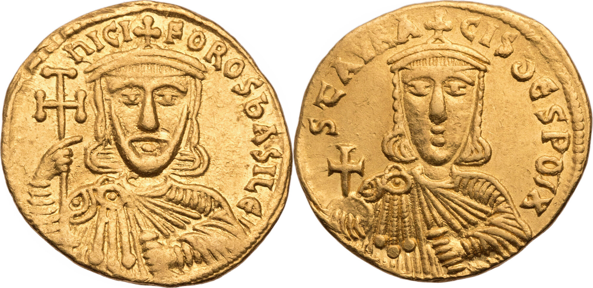 Byzanz Solidus 803-811 Nikephoros I., Büste des Nikephoros / Büste des ...