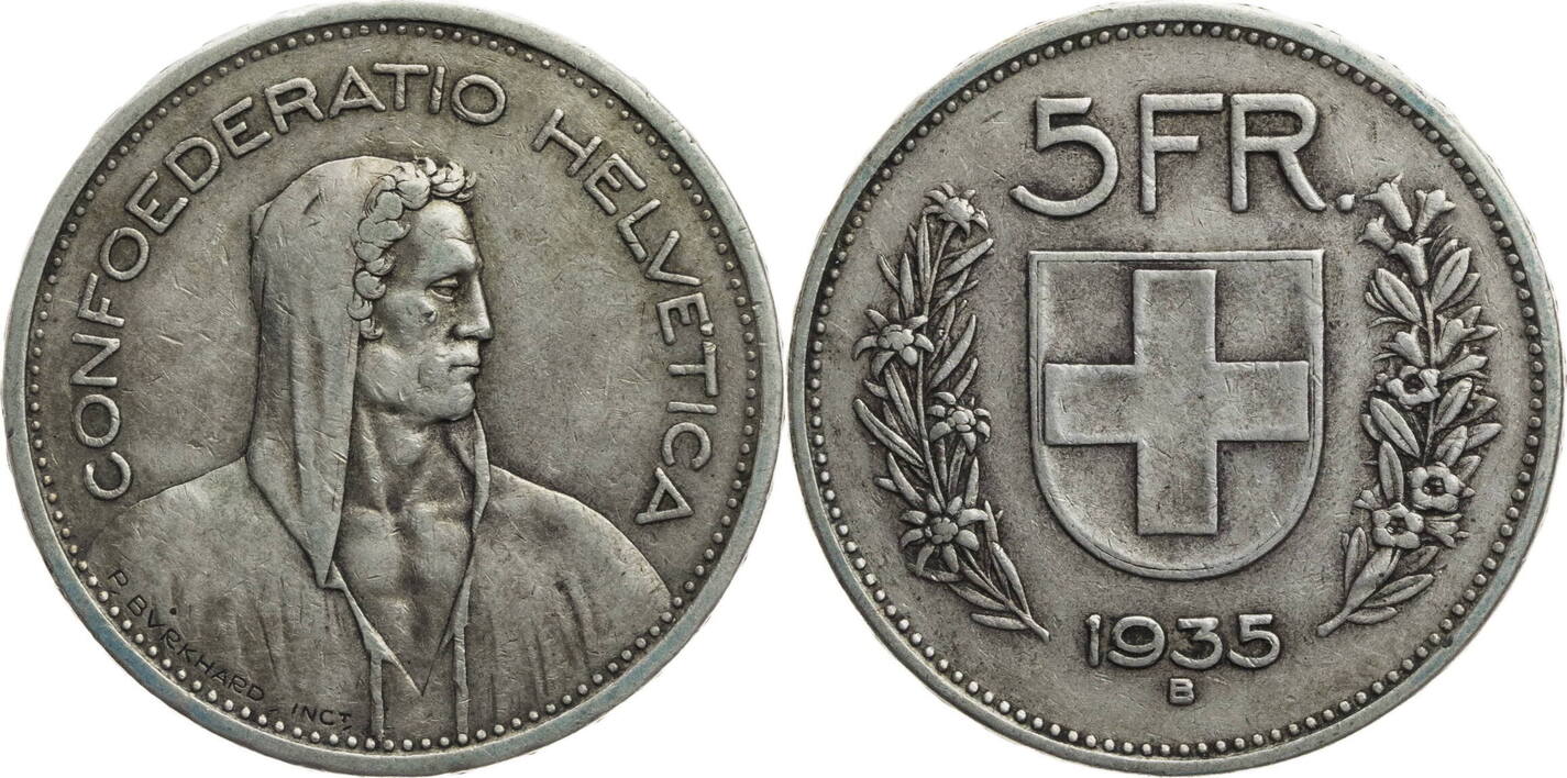 Schweiz 5 Franken 1935 B Alphirt - Kursmünze (1931-1969) ss | MA-Shops