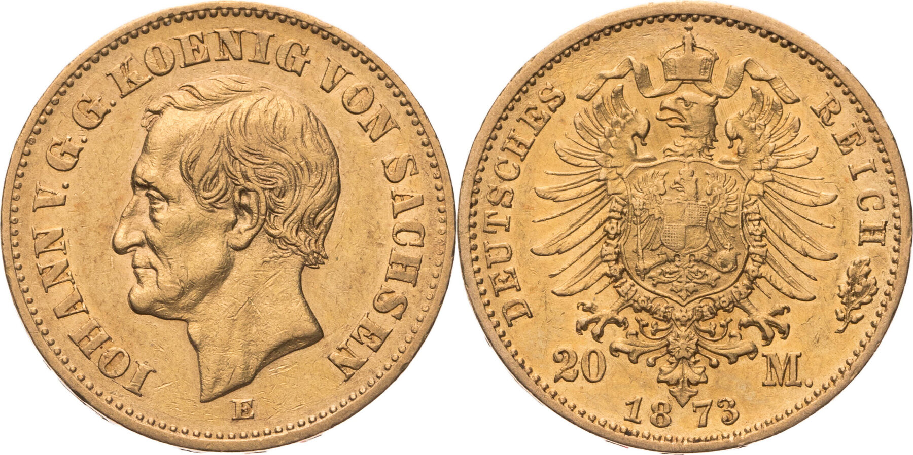 Kaiserreich, Sachsen 20 Mark 1873 E Johann (1854-1873) - Kursmünze ...