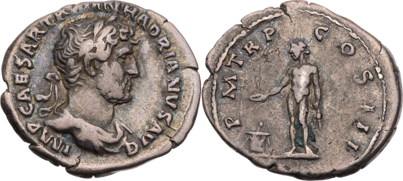 Römische Kaiserzeit Denar 120-121 n. Chr. Hadrianus, Büste / Bonus ...