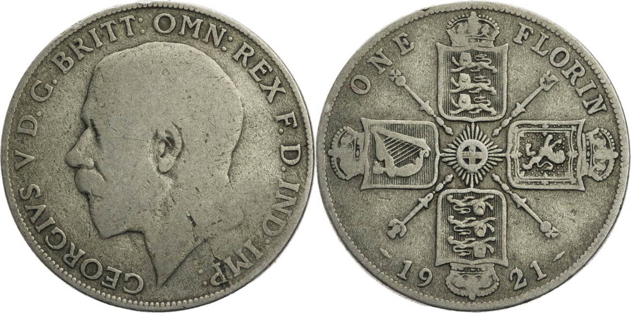 Großbritannien 1 Florin 1921 George V. (1910-1936) - Kursmünze (1920 ...