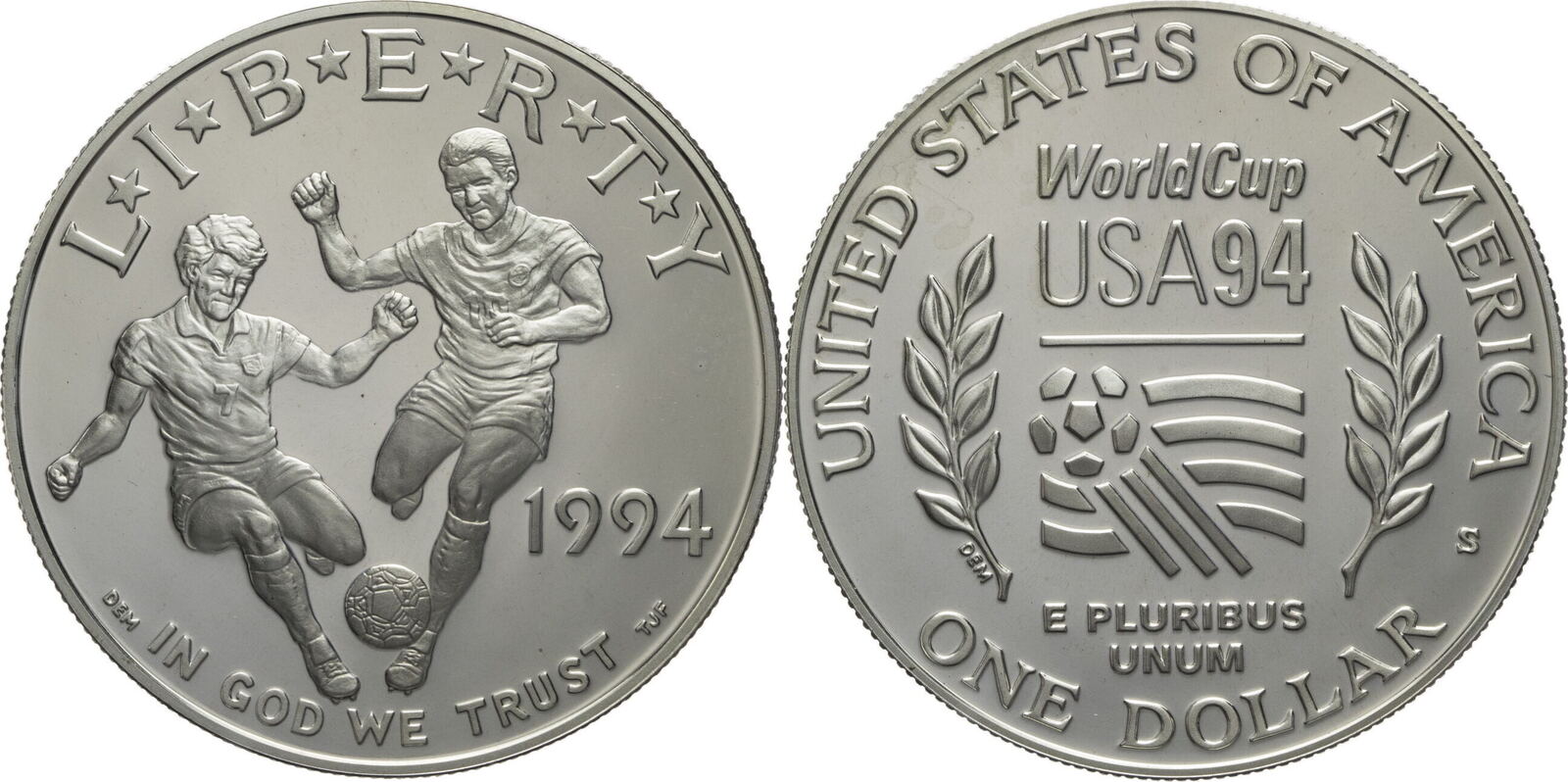 1 Dollar 1994 S Auf die Fussballweltmeisterschaft 1994 in den USA PP ...