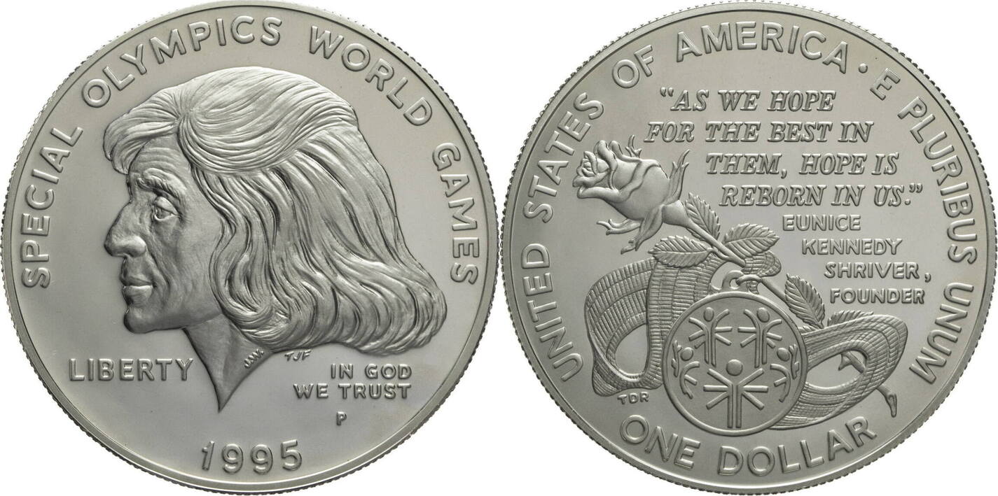 USA 1 Dollar 1995 P Special Olympics World Games PP (gekapselt) | MA-Shops