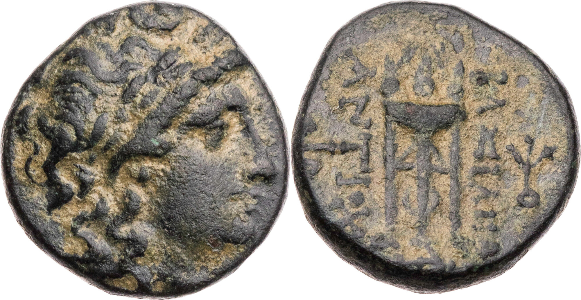 Seleukiden AEs 261-246 v. Chr. Antiochos II., Kopf des Apollon ...