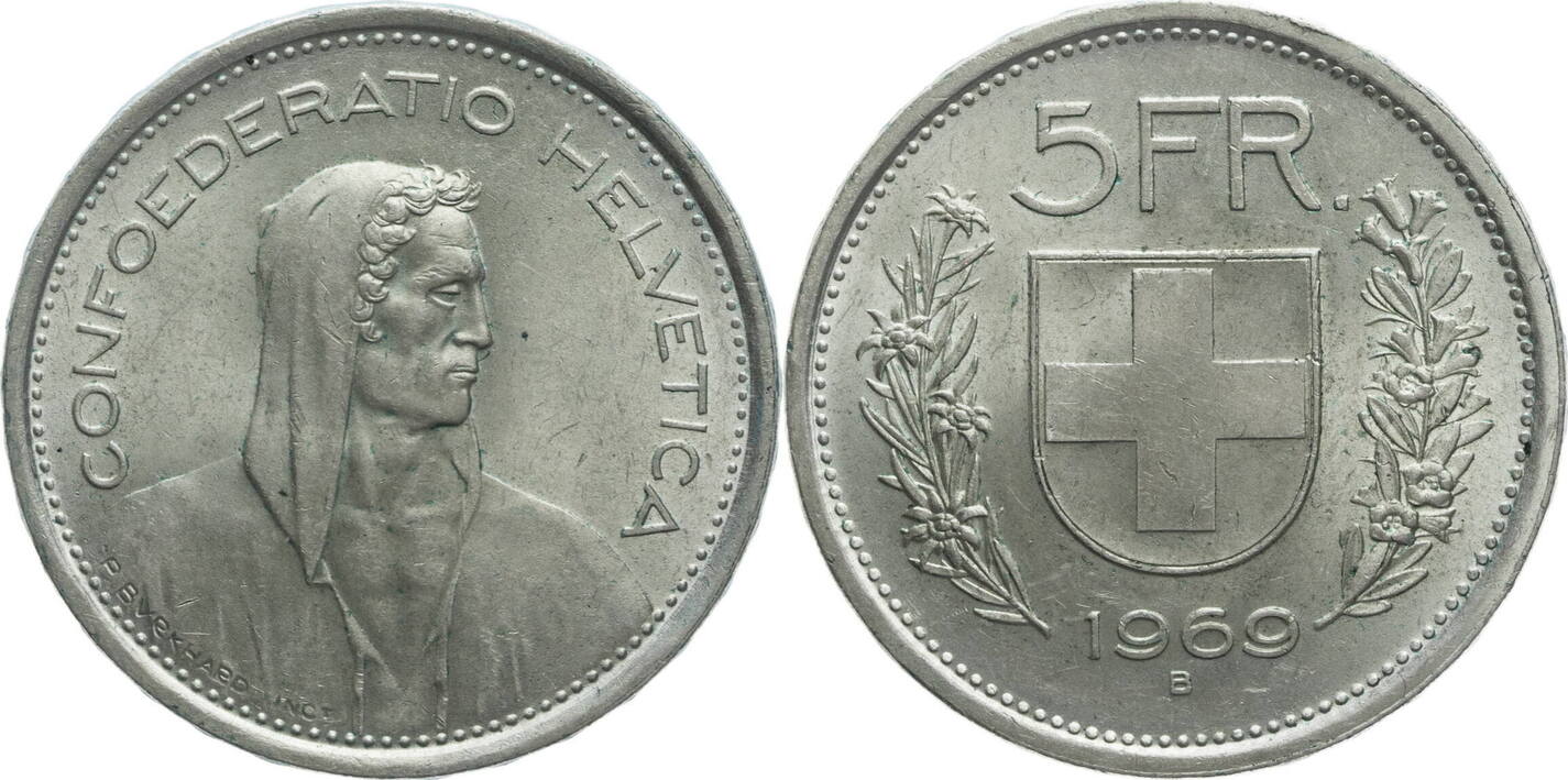 Schweiz 5 Franken 1969 B Alphirt - Kursmünze (1931-1969) vz | MA-Shops