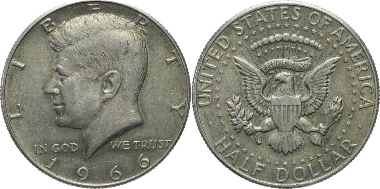 USA 1966 Half Dollar Kennedy - Kursmünze (1965-1970) ss | MA-Shops
