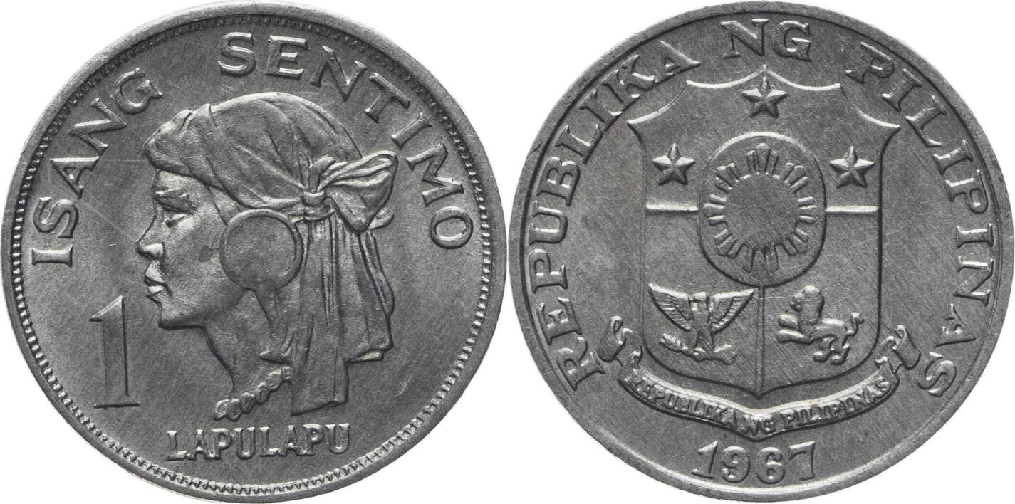 Philippinen 1 Sentimo 1967 Lapulapu - Kursmünze (1967-1974) ss-vz | MA ...