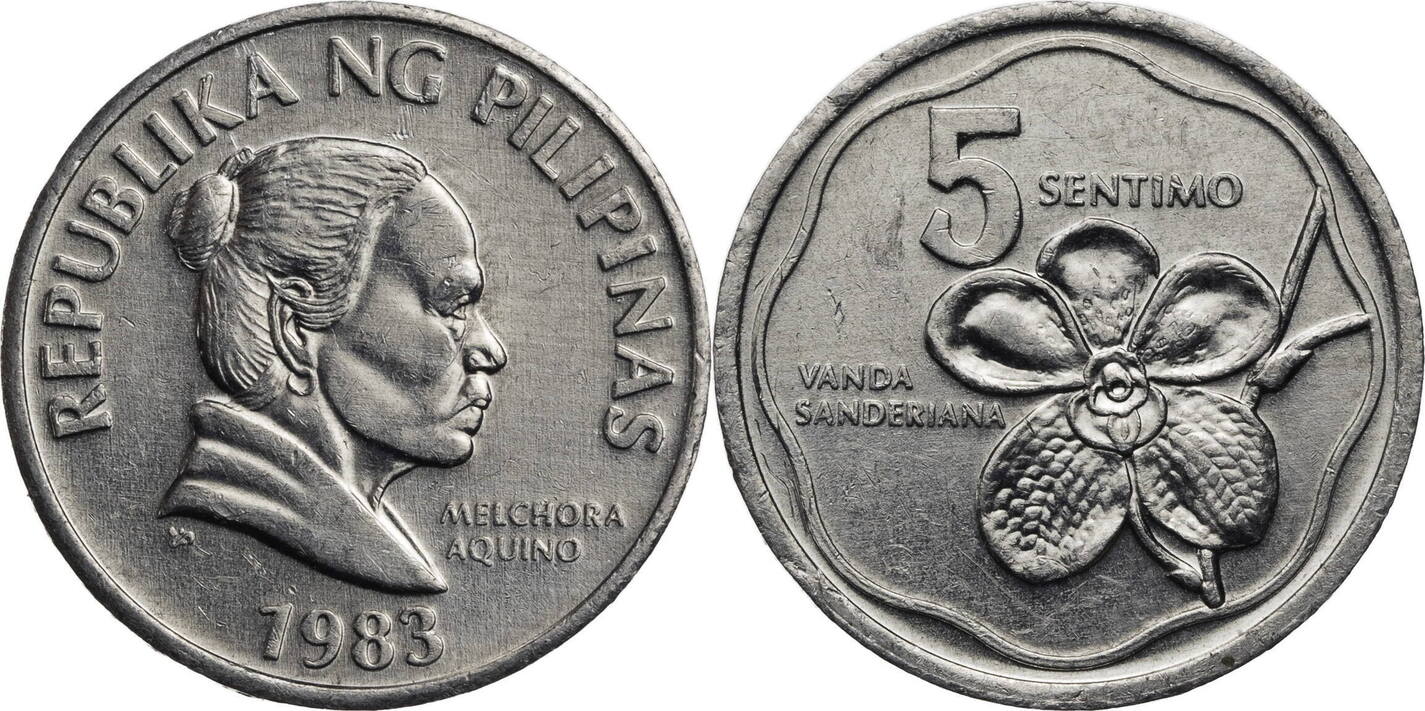 Philippinen 5 Sentimos 1983 Melchora Aquino - Kursmünze (1983-1992) ss ...