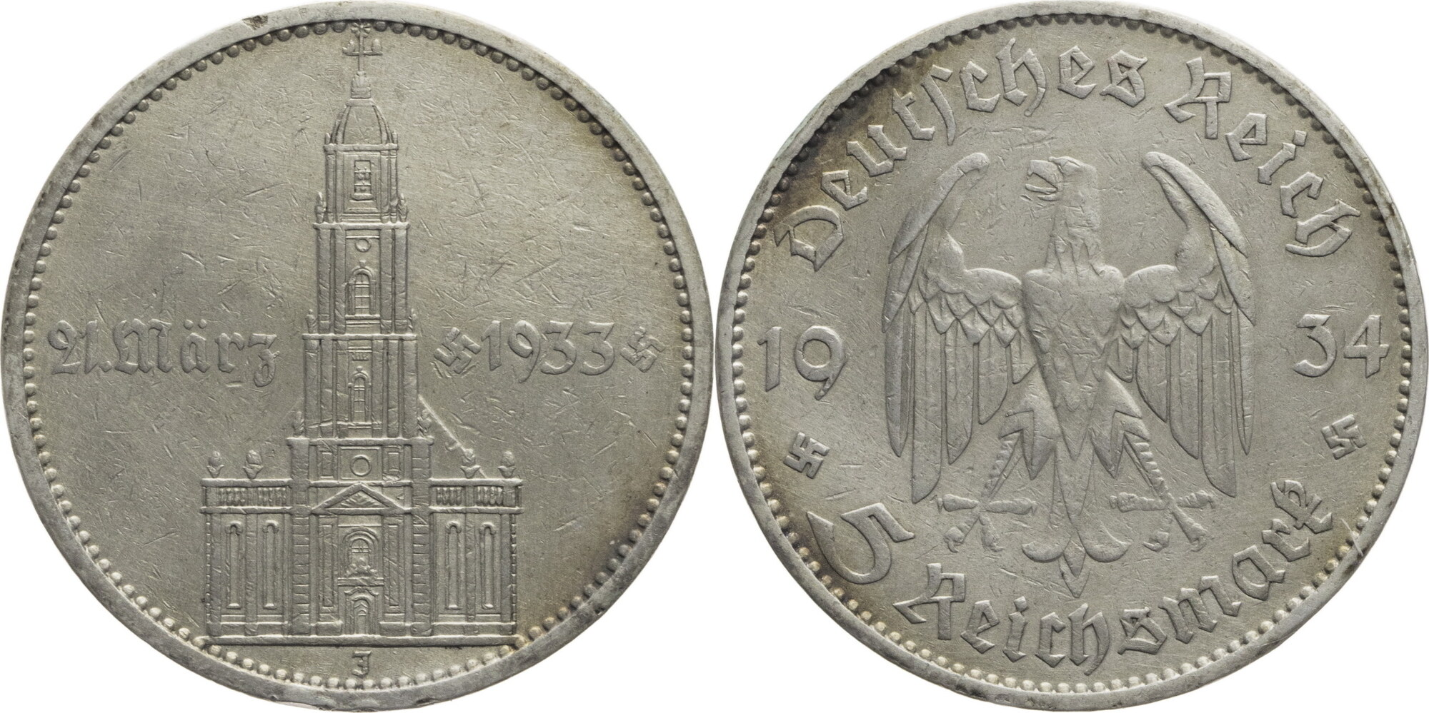 Drittes Reich 5 Reichsmark 1934 J Zum Jahrestag der Eröffnung des ...