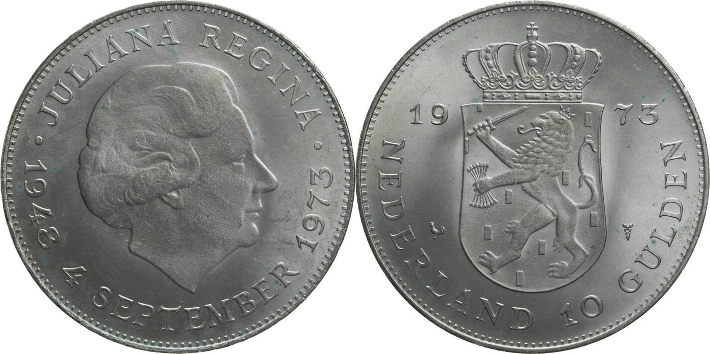 Niederlande 10 Gulden 1973 Julia (1948-1980) - Auf ihr 25 ...