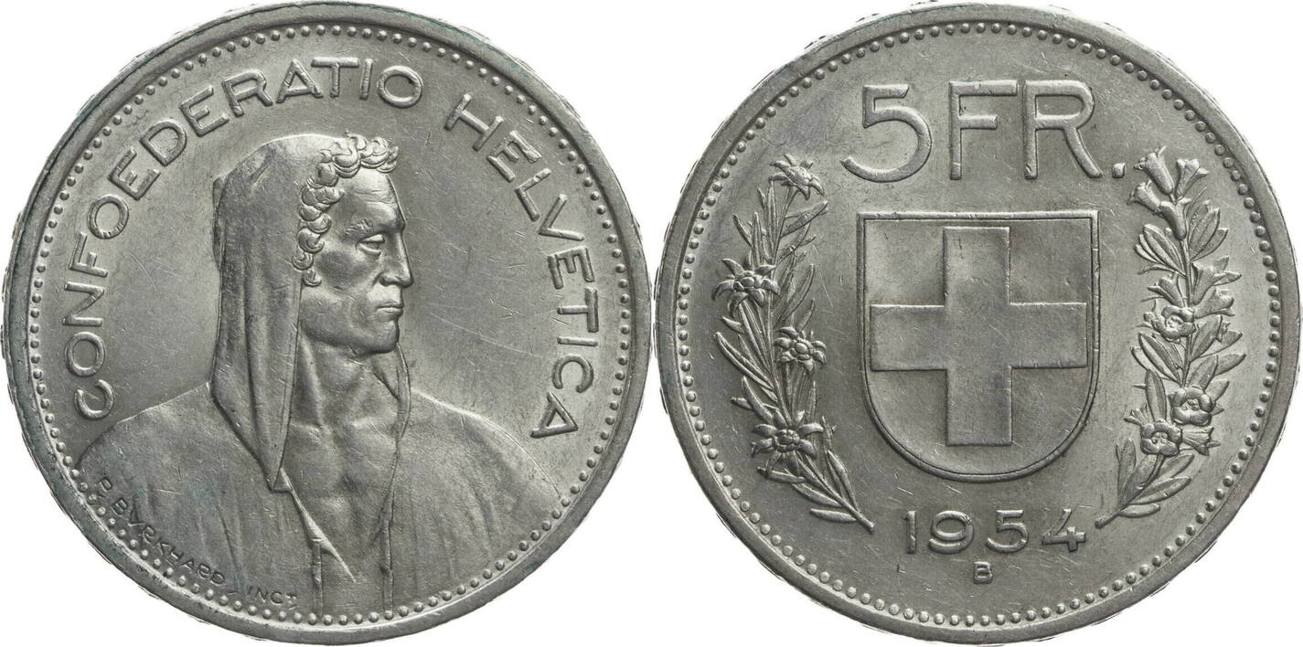 Schweiz 5 Franken 1954 B Alphirt - Kursmünze (1931-1967) ss-vz | MA-Shops