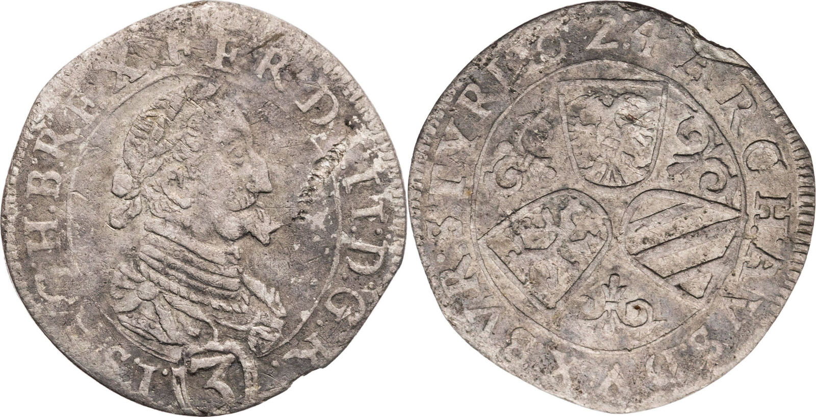 RDR, Habsburg 3 Kreuzer 1624 Ferdinand II. (1619-1637) ss | MA-Shops