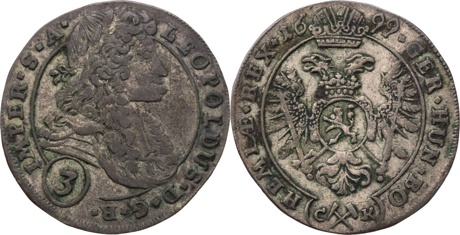 RDR, Habsburg 3 Kreuzer 1699 Leopold I. (1658-1705) ss | MA-Shops
