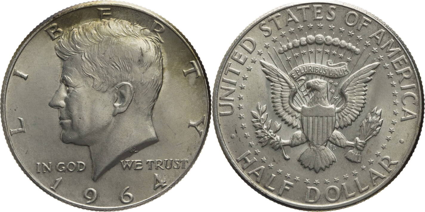 USA 1964 Half Dollar Kennedy ss-vz, angelaufen | MA-Shops