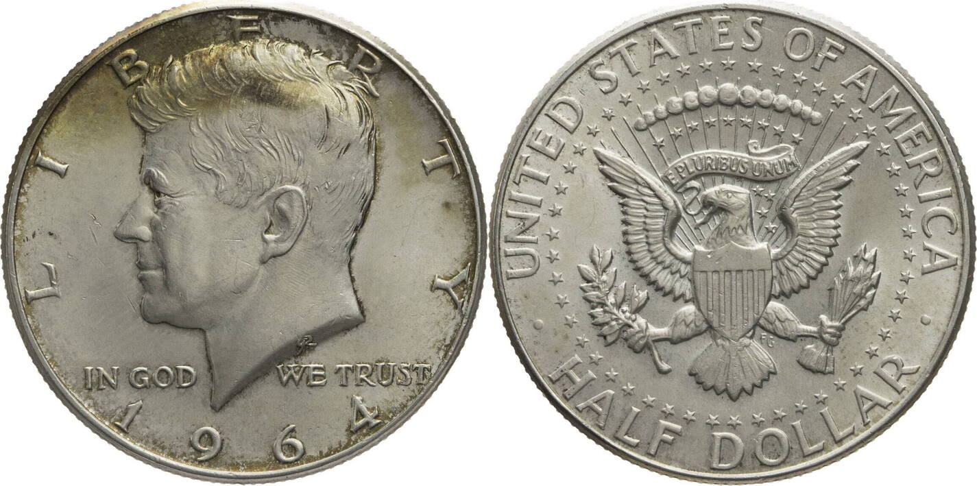 USA 1964 Half Dollar Kennedy ss-vz, angelaufen | MA-Shops