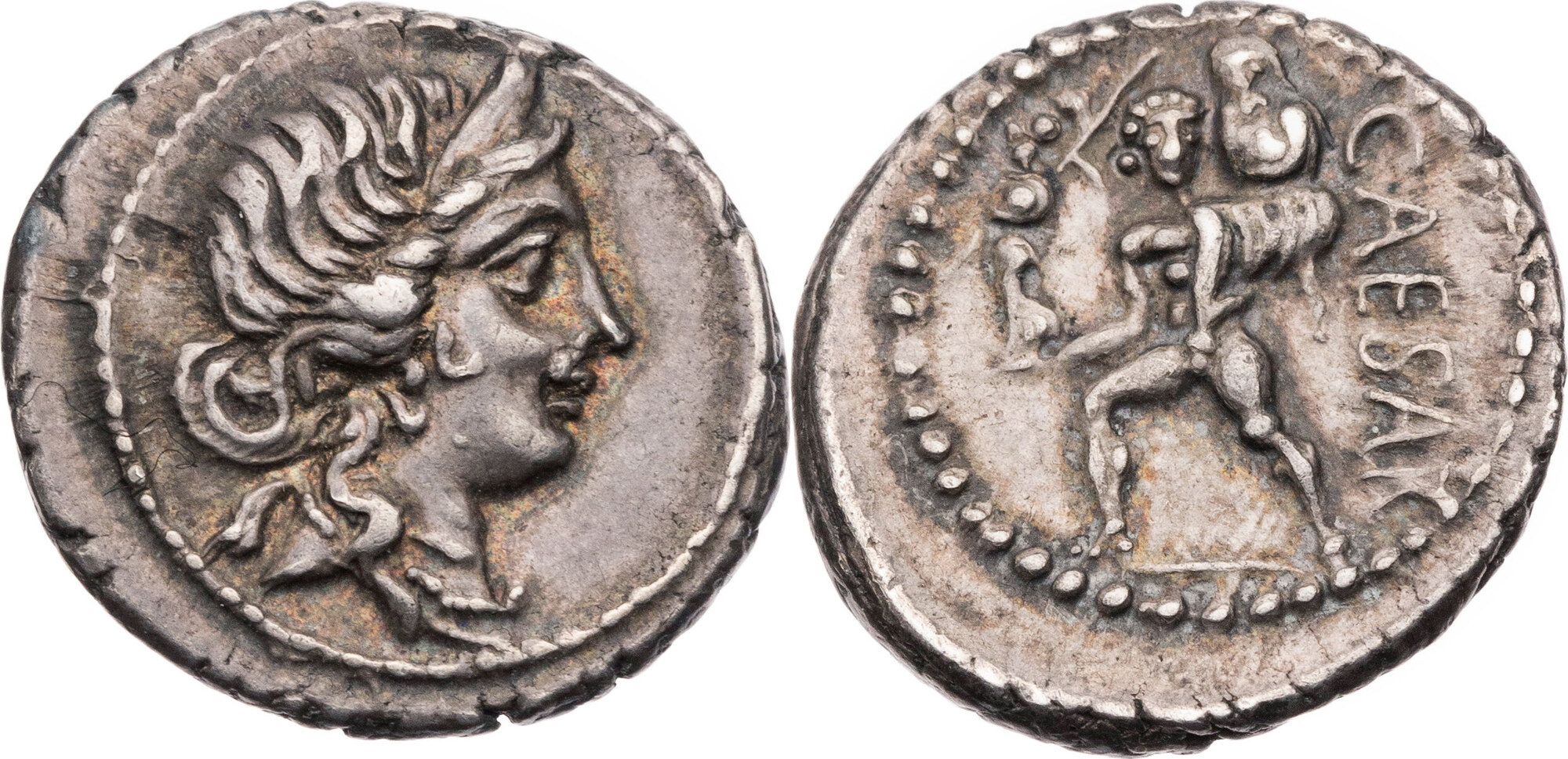 Römische Republik Denar 47/46 v. Chr. C. Julius Caesar, Kopf der Venus ...