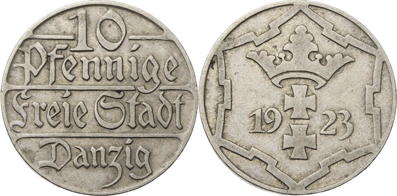 Danzig 10 Pfennige 1923 (A) Kursmünze ss | MA-Shops