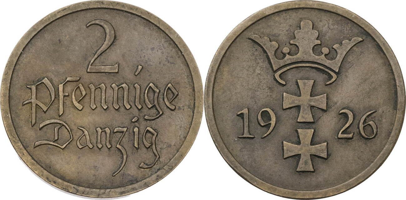 Danzig 2 Pfennige 1926 Kursmünze ss | MA-Shops