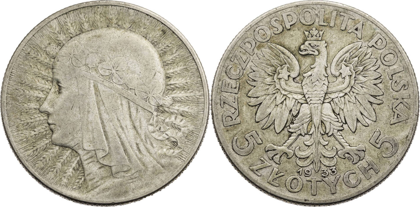 Polen 5 Zloty 1933 MW Kursmünze (1932-1934) ss | MA-Shops