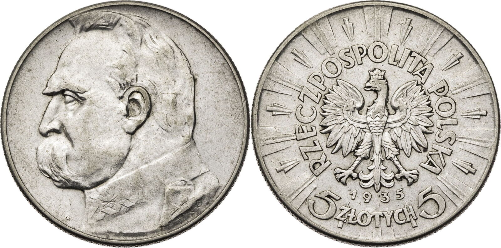 Polen 5 Zloty 1935 Jozef Pilsudski - Kursmünze (1934-1938) ss | MA-Shops