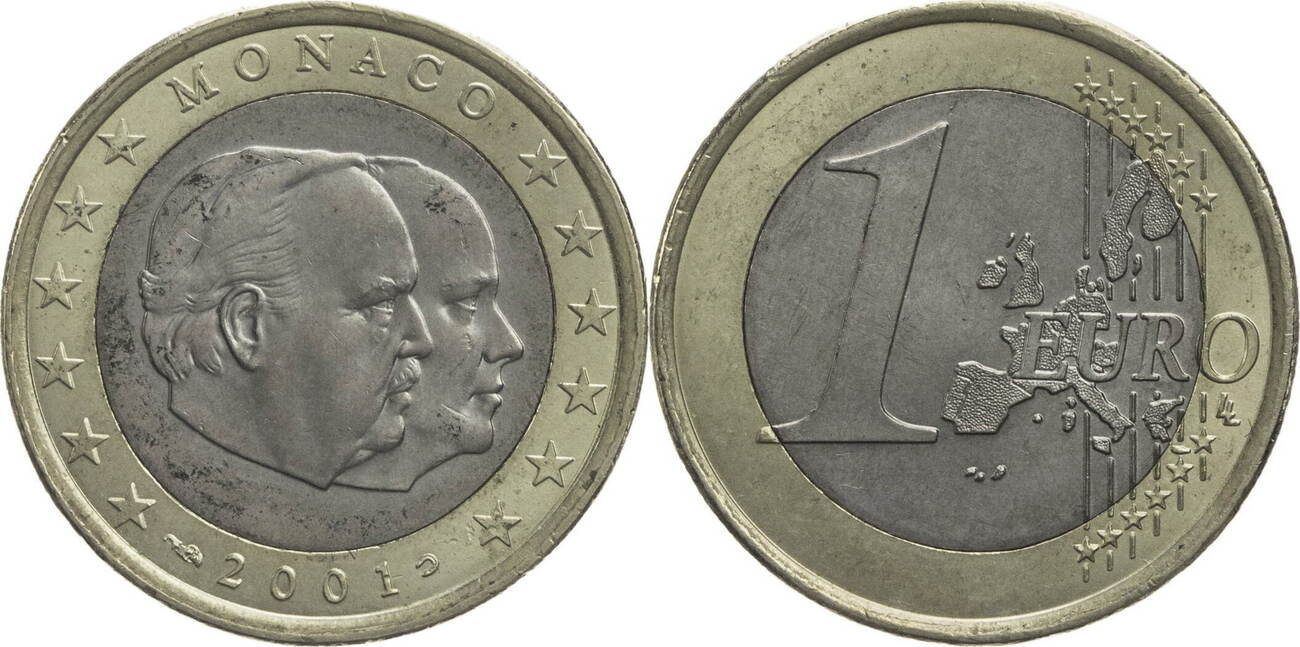 Monaco 1 Euro 2001 Rainier III. (1949-2005) - Kursmünze (2001-2004) vz ...