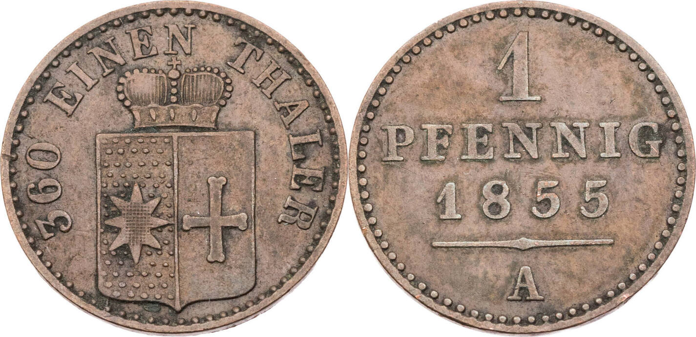 Waldeck-Pyrmont, Grafschaft 1 Pfennig 1855 A Georg Victor (1852-1893 ...