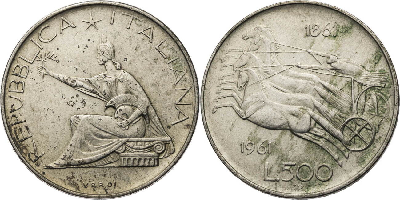 500 Lire 1961 R Auf 100 Jahre Vereinigung Italiens ss | MA-Shops